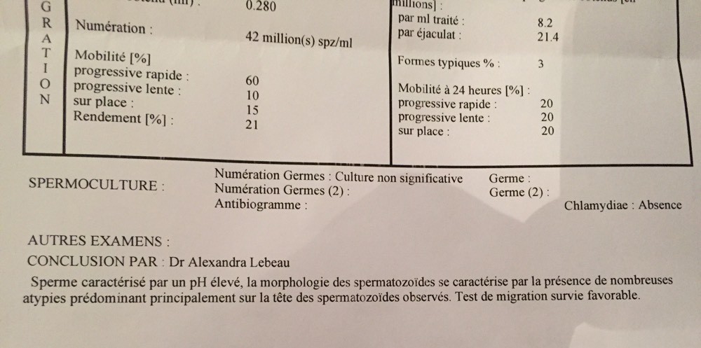 résultats spermogramme - PMA (Procréation médicalement assistée ...